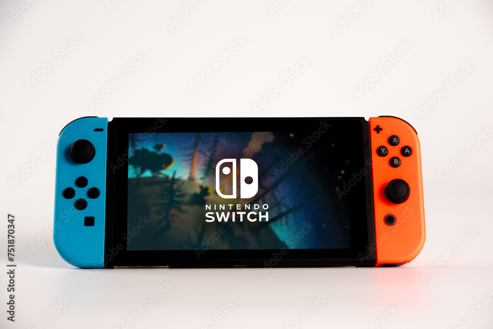 Araras, São Paulo, Brazil. March 4, 2024. Nintendo Switch with white ...
