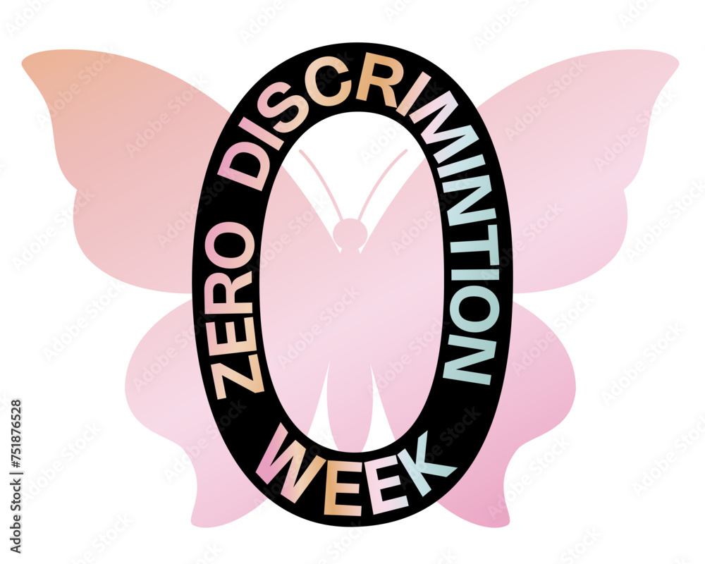 Zero discrimination week text with gradient butterfly vector ...