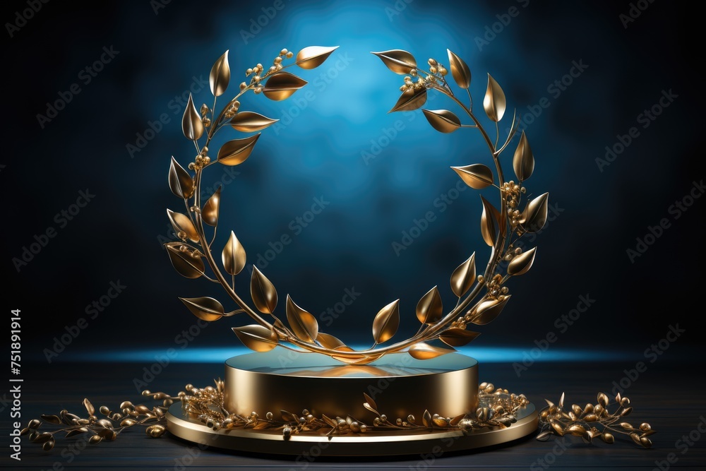 Celebrating success, podium award sign, symbolizing achievement ...