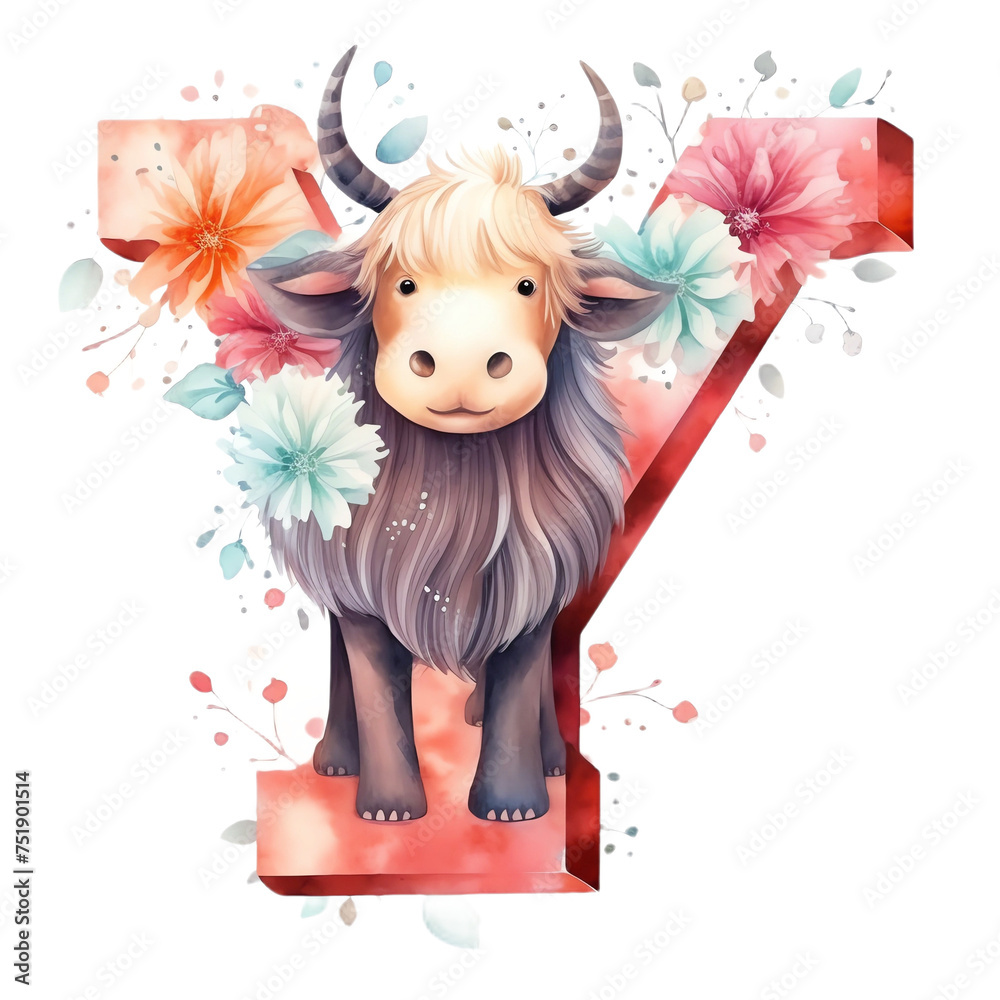 Cute Animal Alphabet Y Sublimation Clipart,Animal Alphabet Y PNG ...