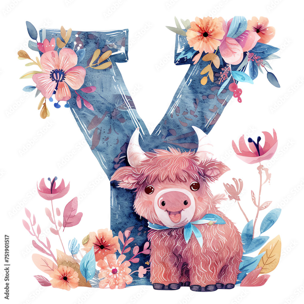 Cute Animal Alphabet Y Sublimation Clipart,Animal Alphabet Y PNG ...