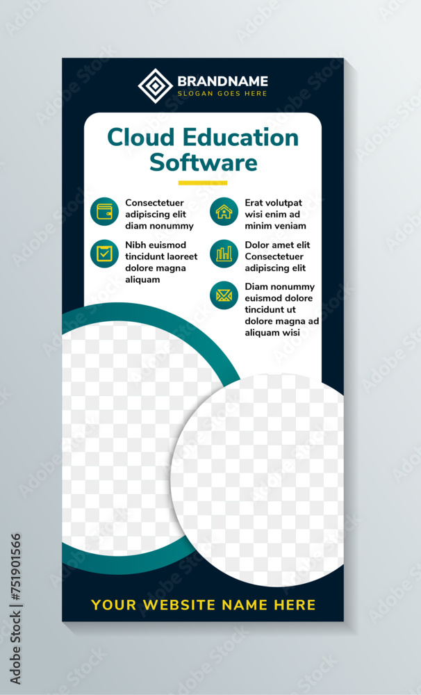 cloud education software roll up banner template design, vertical ...