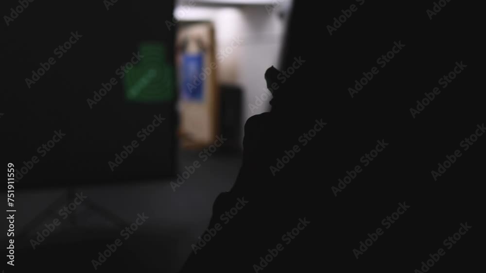 Process of shooting target at the shooting rifle range, women ...