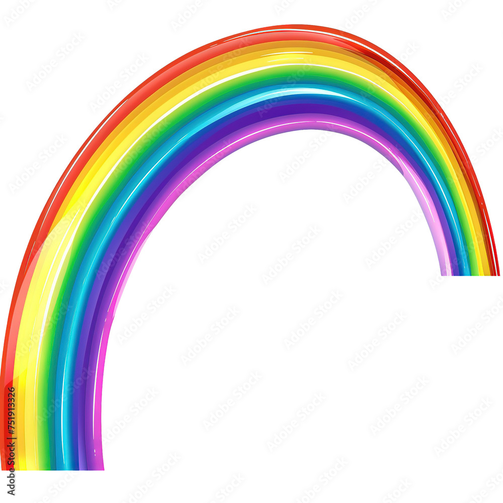 rainbow, wide angle, clouds on solid white background, Beautiful ...