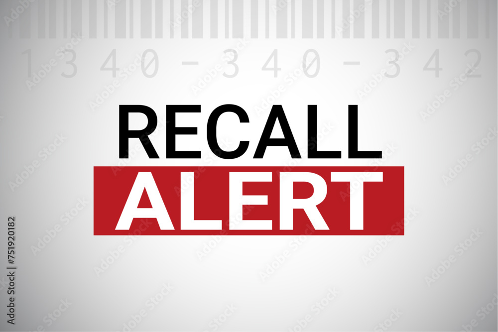 Recall alert background template. Banner design with text and barcode ...