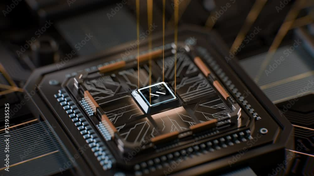 Vidéo Stock The animation illustrates the connection of a microchip to ...