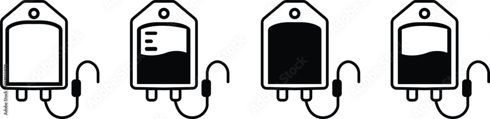 blood bag vector icon set. simple modern icon design line style ...