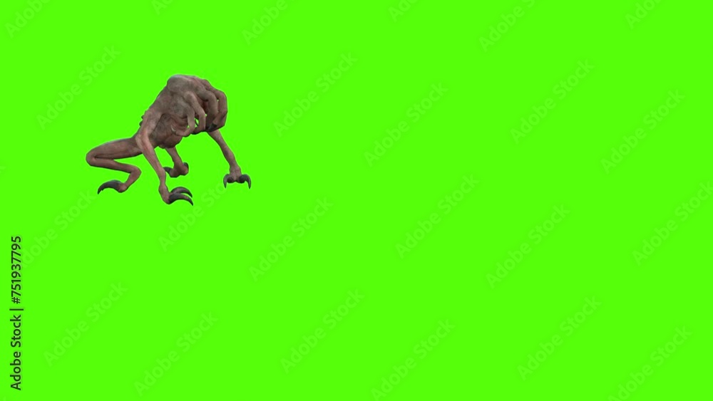 Monster Jump Bite Forward Green Screen Animation 4k Rendering. Stock ...