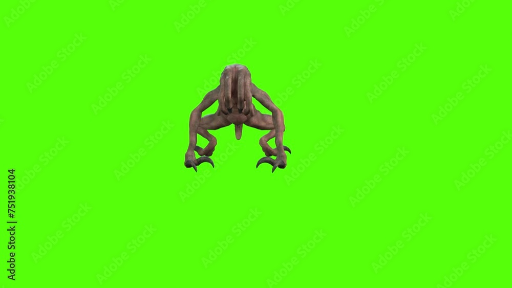 Monster Right Claw Attack Forward Green Screen Animation 4k Rendering ...