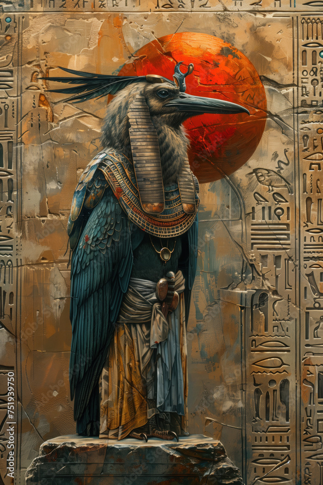 Egyptian god of the moon thoth illustration on a emerald tablet ...