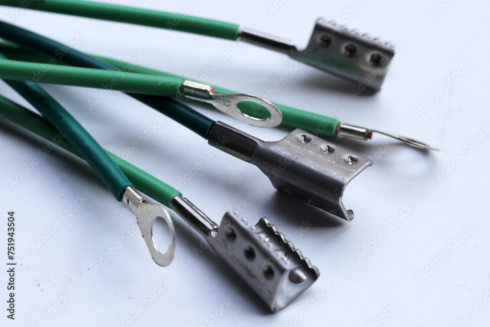 Electrical cables with terminals. Wires used to power machine tools ...