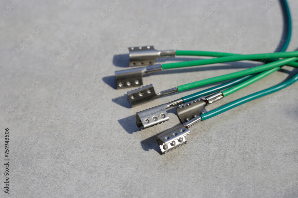 Electrical cables with terminals. Wires used to power machine tools ...