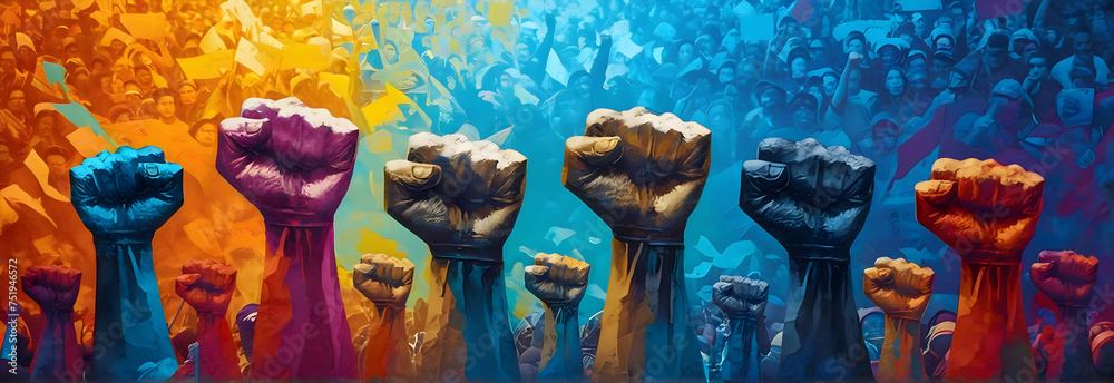 Fist protest hand activist people social fight crowd civil women march ...