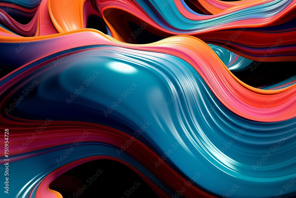 Digital Interpretation of Liquid Color Waves, Featuring Futuristic and ...