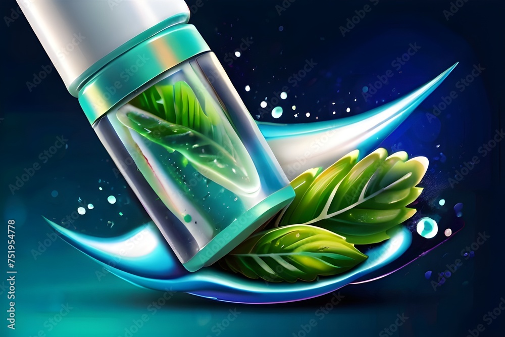 Toothpaste, toothbrush and mint leaves vector promotion poster ...