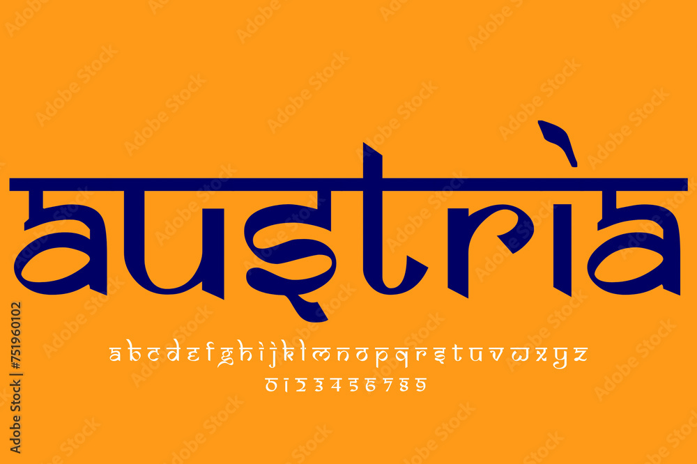 European country Austria name text design. Indian style Latin font ...