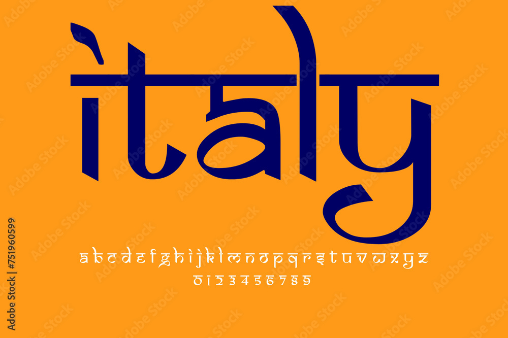 European country Italy name text design. Indian style Latin font design ...