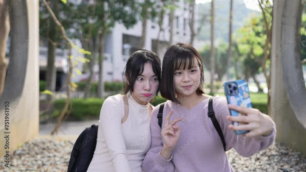 Slow-motion video of two Taiwanese female college students in their 20s ...