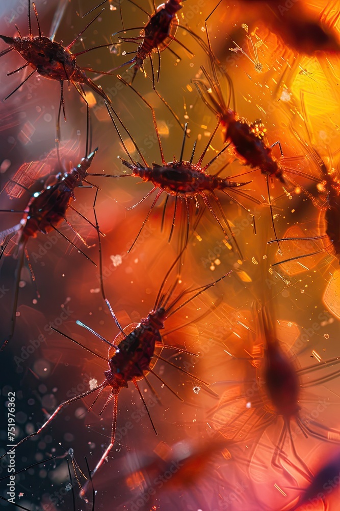 Extreme Close-Up of Malaria Parasites Under Microscope, Highlighting ...
