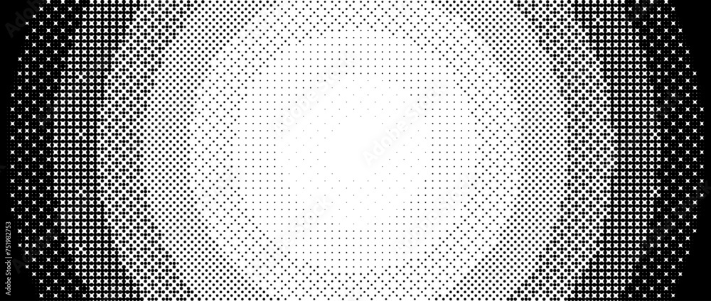 Radial pixelated gradient texture. Black and white dithered round ...