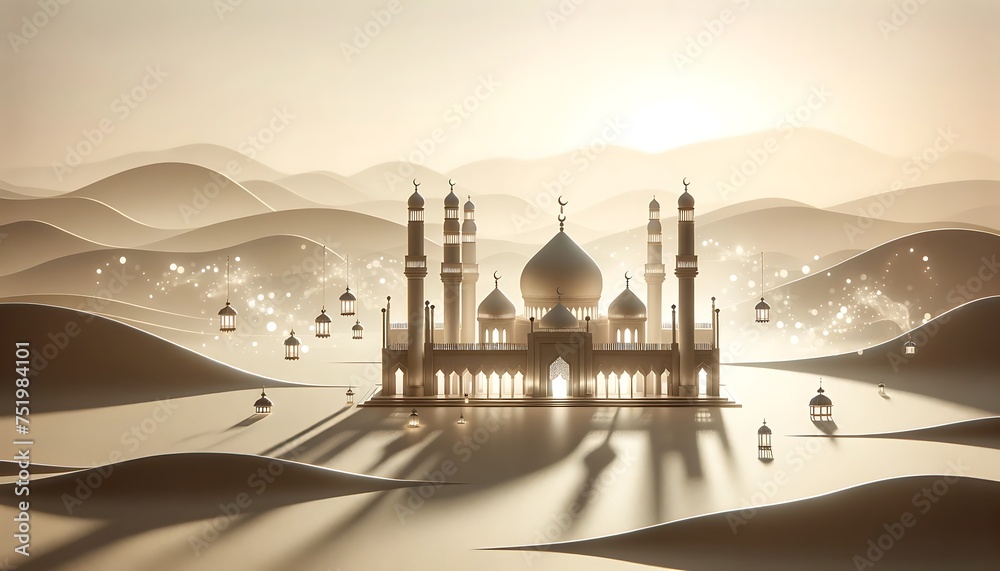 Islamic backgrounds in the form of pictures of mosques, lanterns and ...
