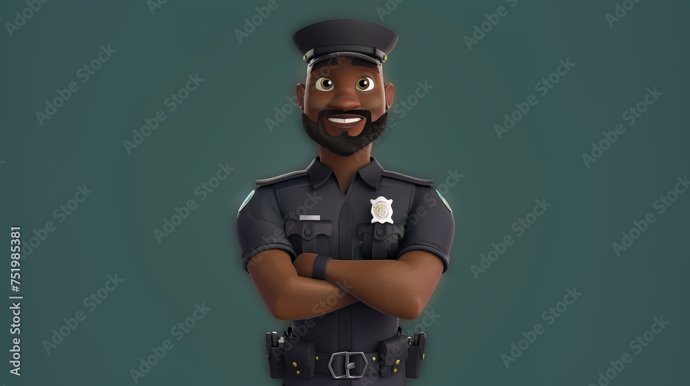 African American male swat police officer avatar wearing a dark uniform ...