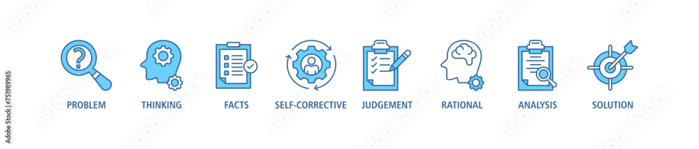 Critical thinking banner web icon set vector illustration concept for ...