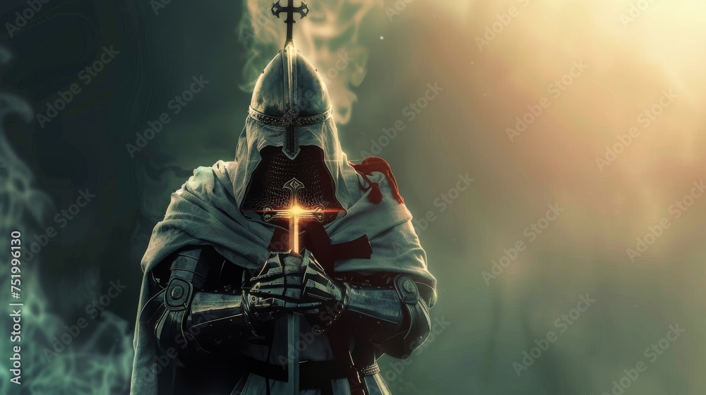 Knights Templar in silent prayer their crosses a beacon of hope and ...