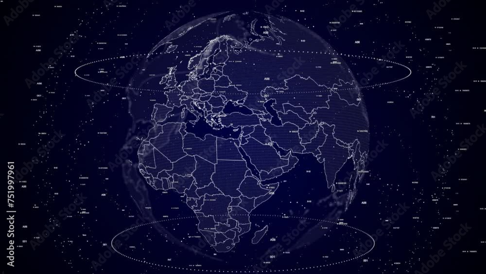 digital globe rotating, zooming in on Jordan country. Data analysis ...