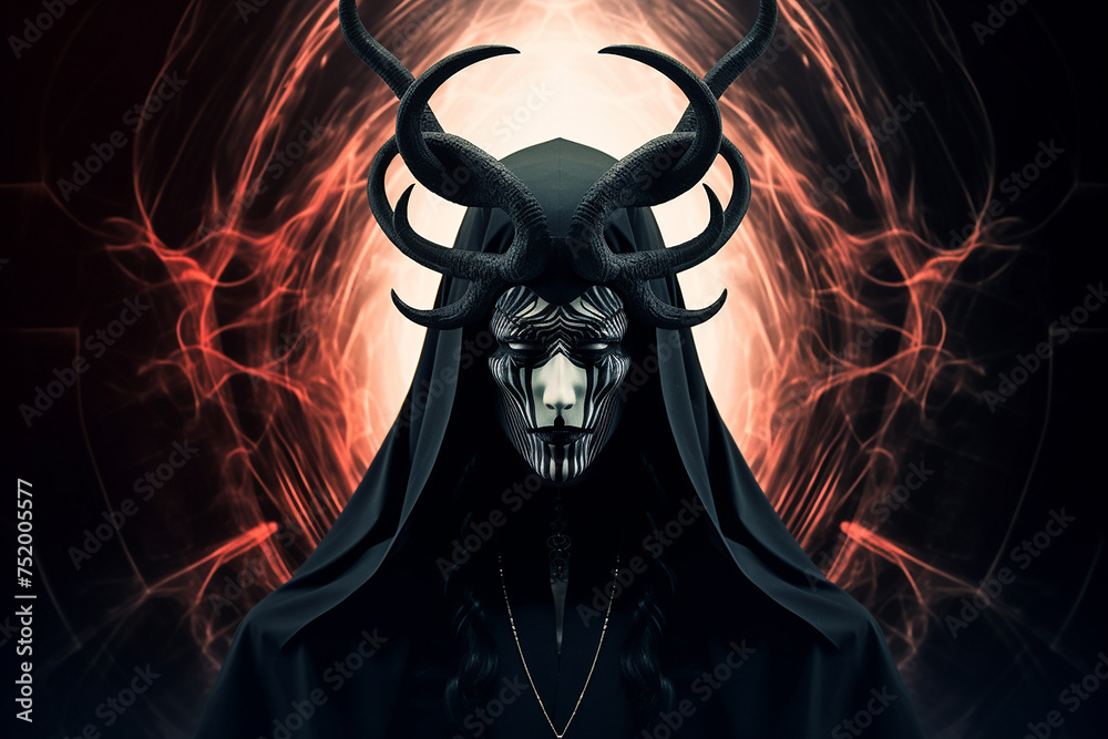 Culture and religion, fantasy concept. Baphomet devil creature with big ...