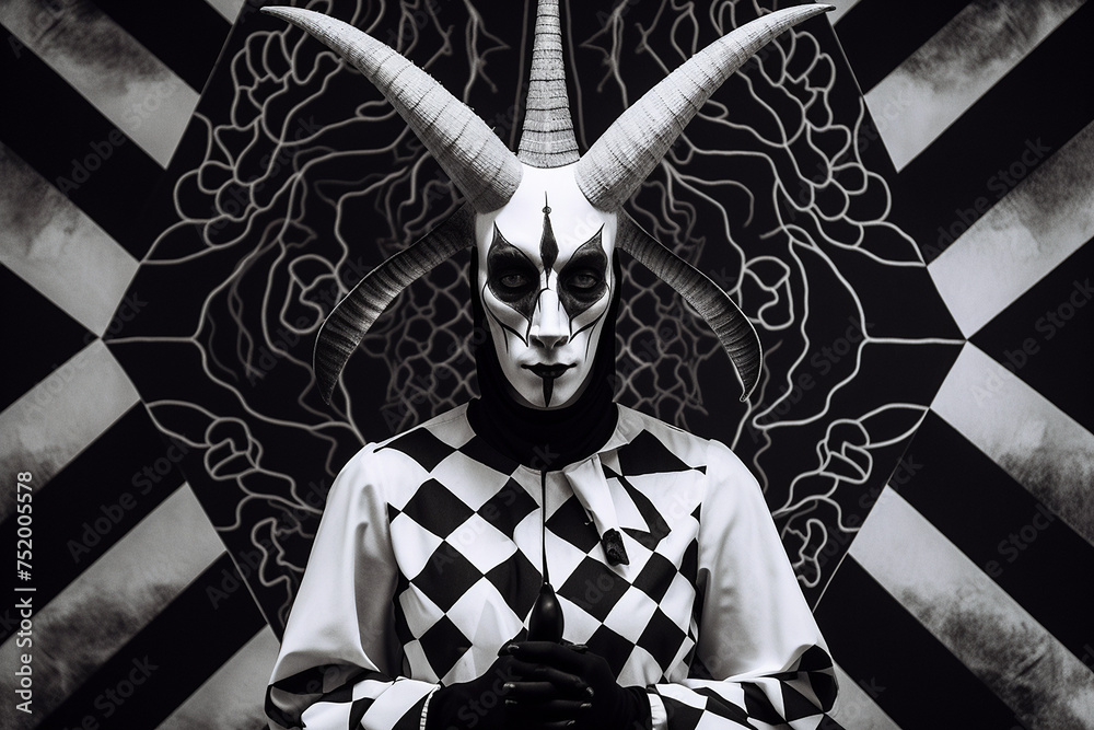 Culture and religion, fantasy concept. Baphomet devil creature with big ...
