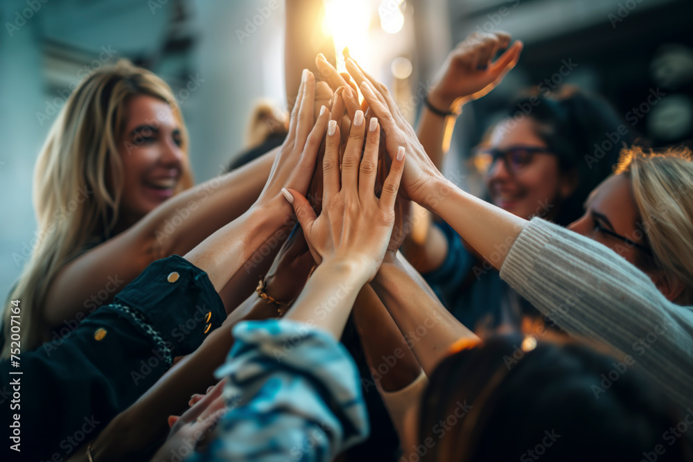 Raise clap hands together, hands collaborating in a working team, Hands ...