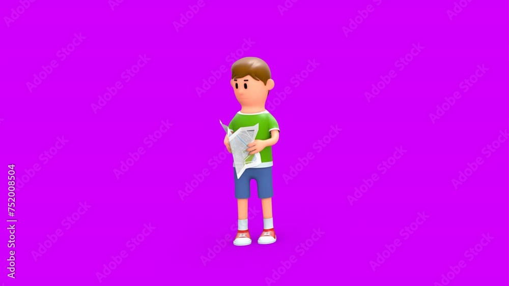 3D Rendered Animated Scene Of Cartoon Boy Holding Map Looking Around ...