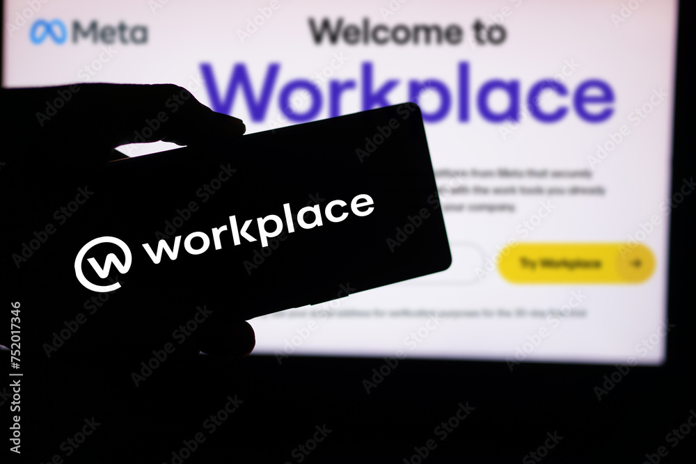 Dhaka, Bangladesh- 10 March 2024: Meta workplace logo is displayed on smartphone. Stock Photo ...