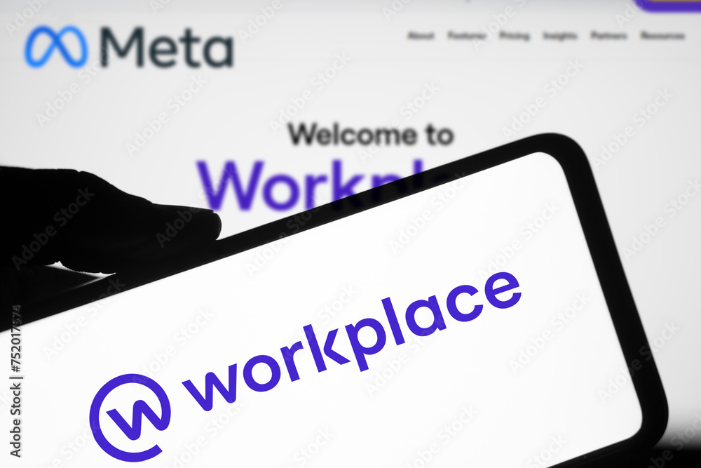 Dhaka, Bangladesh- 10 March 2024: Meta workplace logo is displayed on smartphone. Stock-Foto ...