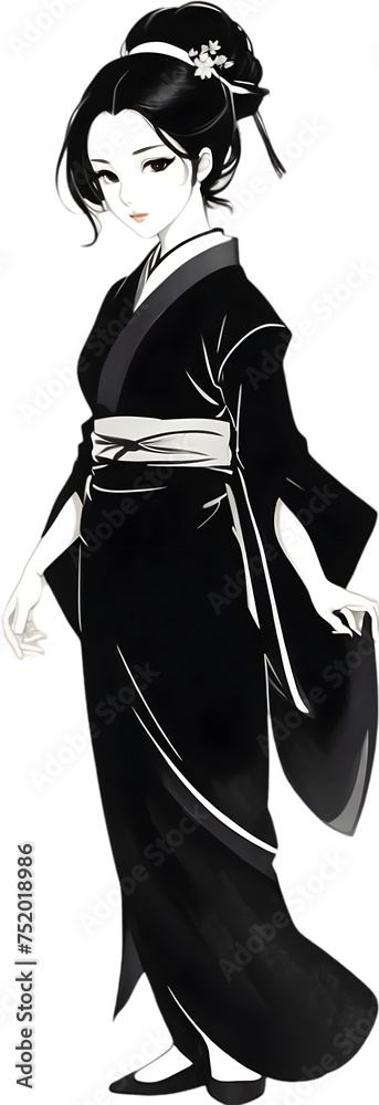 Japanese woman, drawing of a Japanese woman using the Japanese ...