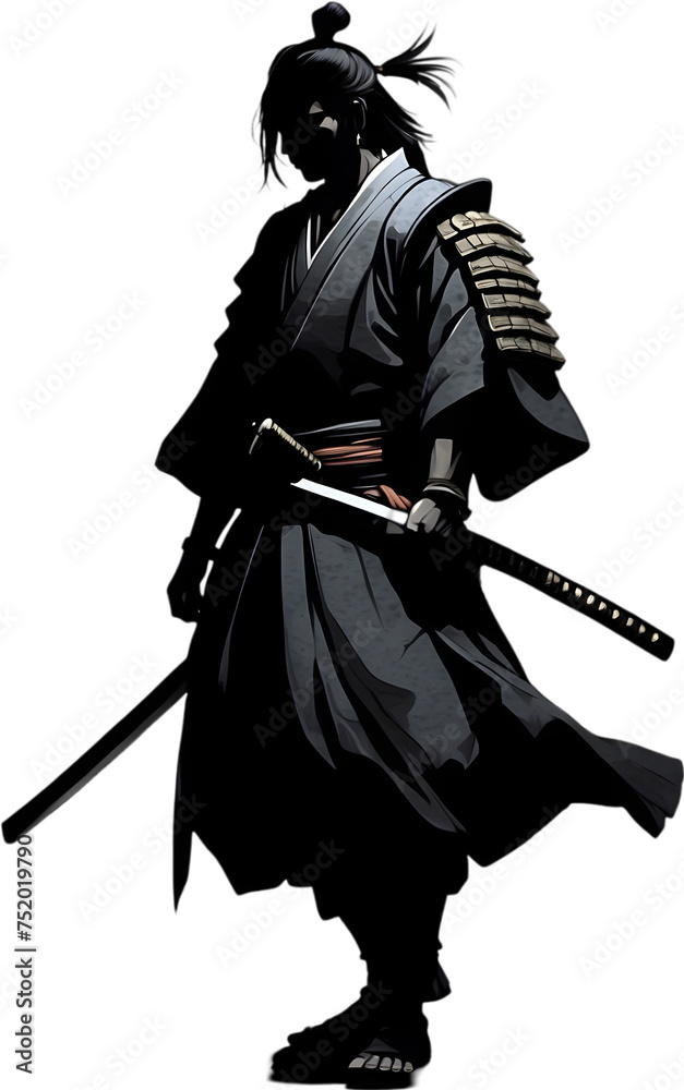 Samurai, drawing of a Samurai using the Japanese brushstroke technique ...