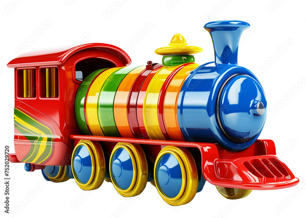 Cartoon train toy on transparent background Stock Illustration | Adobe ...