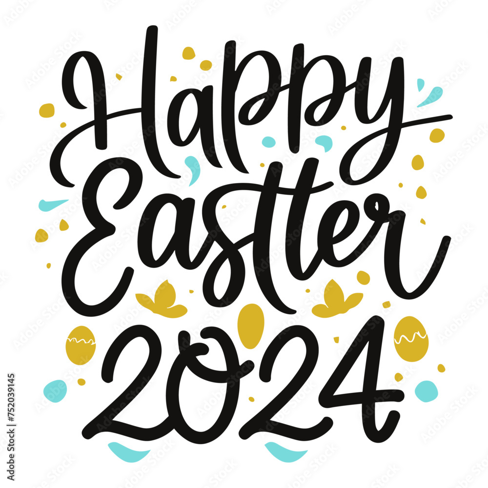 Vector t-shirt design, with the words "Happy Easter 2024" typography ...