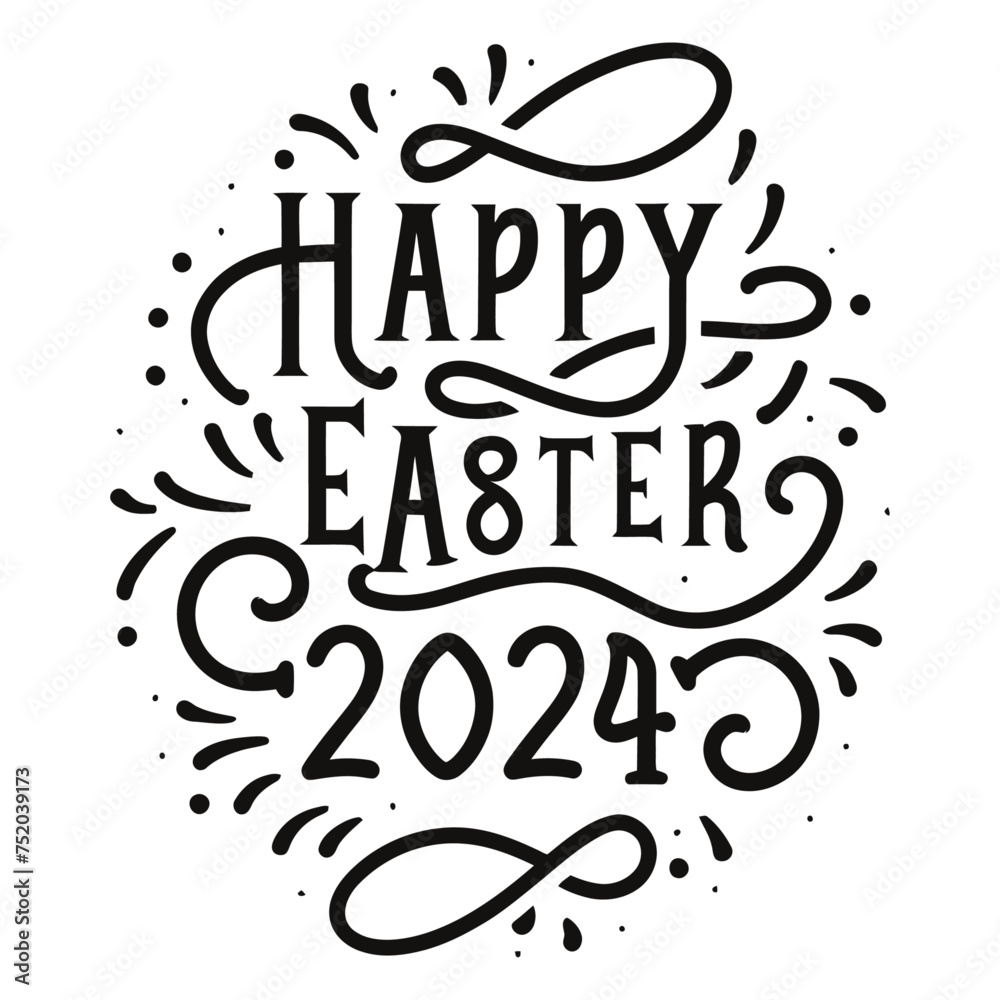 Vector t-shirt design, with the words "Happy Easter 2024" typography ...