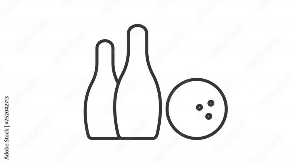 Animated bowling equipment icon. Ball sport line animation. Outdoor ...