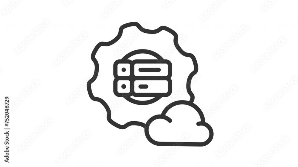 Animated database connection with cloud, gear and server on transparent ...