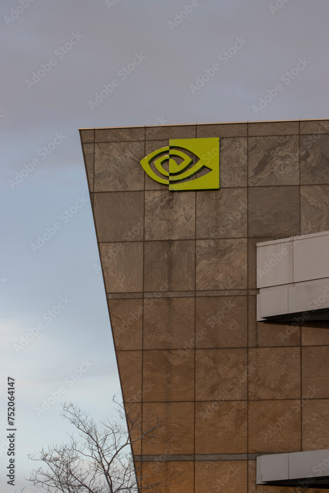 Santa Clara, CA, USA - Feb 21, 2024: NVIDIA logo is seen at its ...
