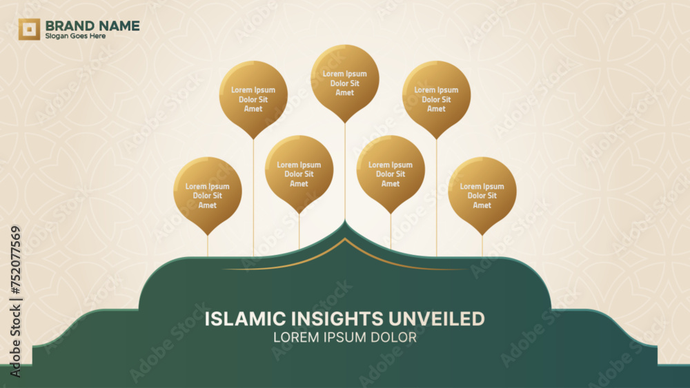 Islamic Infographic Design Template with Arabic Design Elements and 7 ...