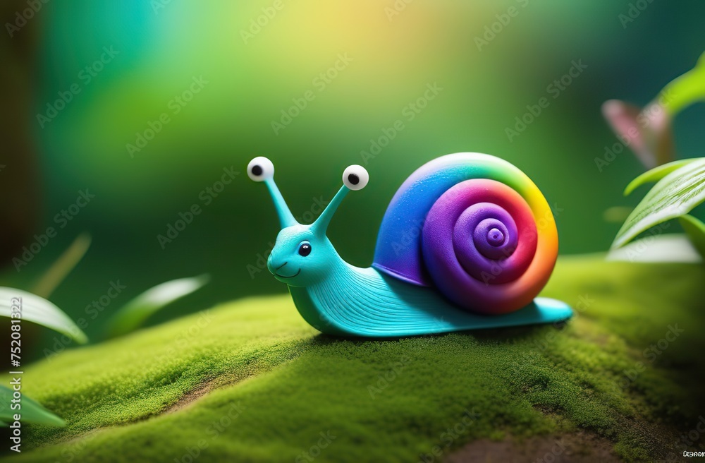 Ilustração do Stock: cartoon snail with a rainbow shell, slowly making ...