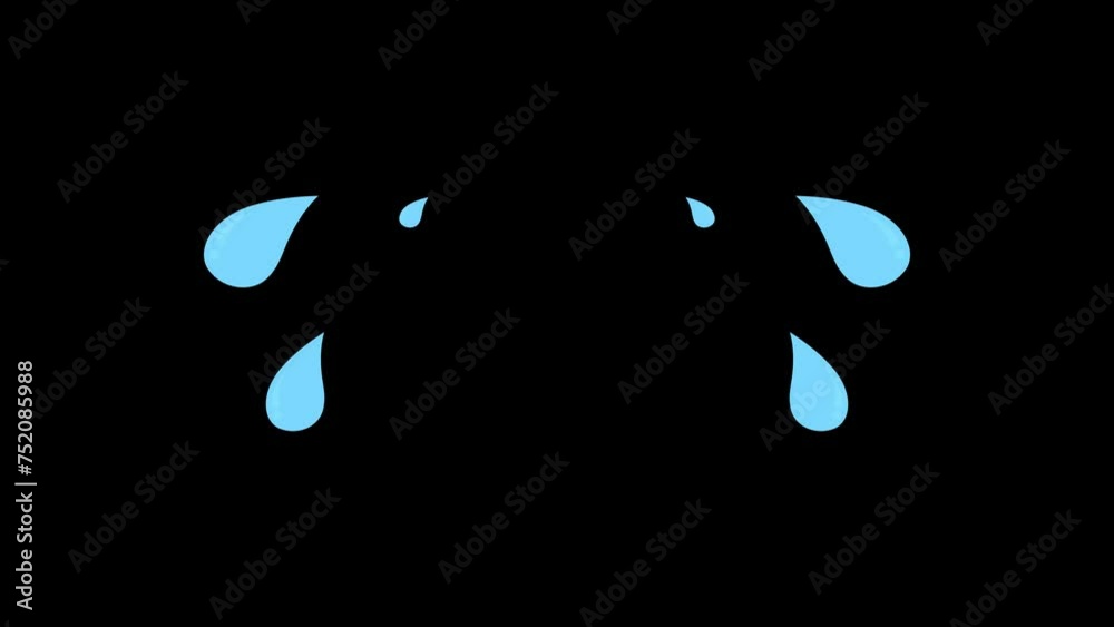 Cartoon crying tears animation on transparent background Stock Video ...
