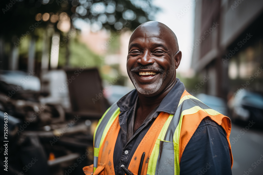 Men public works worker smiling at work. Working man. Public works job ...