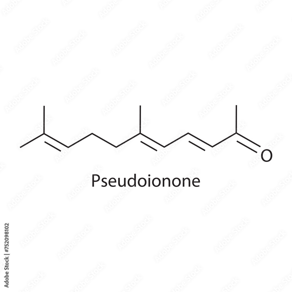 Pseudoionone skeletal structure diagram.volatile compound molecule ...