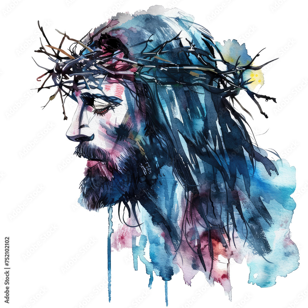 Jesus wearing a crown of thorns transparent illustration Stock ...
