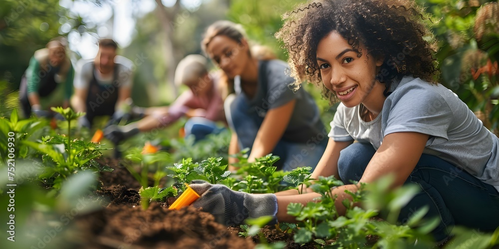 People of all ages working together on community beautification ...